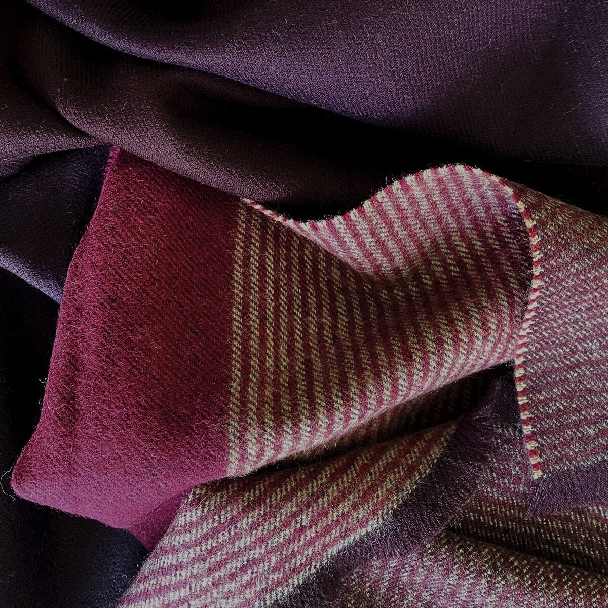 Damson Block Stripe Cashmere Scarf | The Travelwrap Company