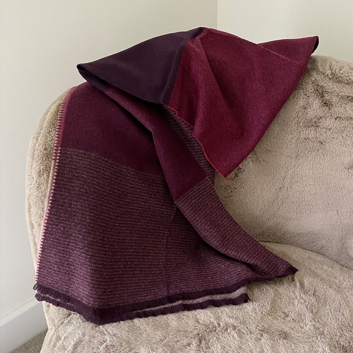 Damson Block Stripe Cashmere Scarf | The Travelwrap Company
