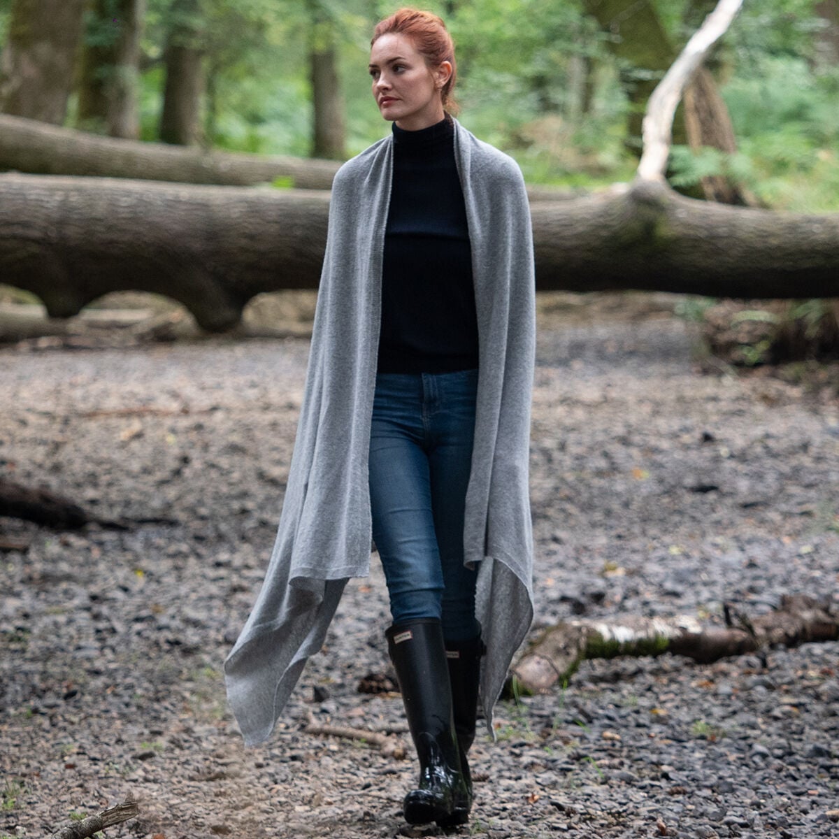 Oversized Dark Silver Grey Cashmere Wrap | The Travelwrap Company