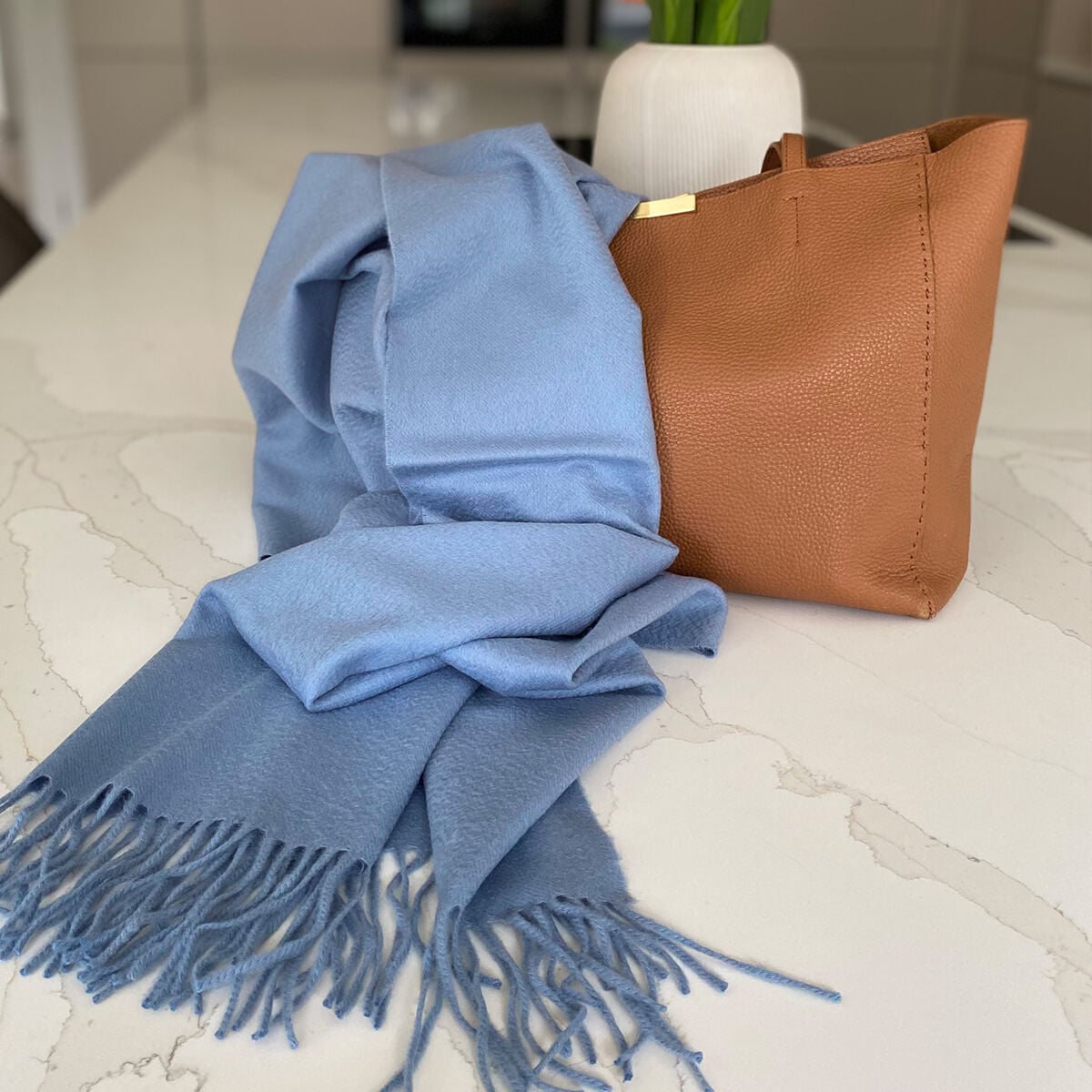 Light Blue Woven Cashmere Stole | The Travelwrap Company