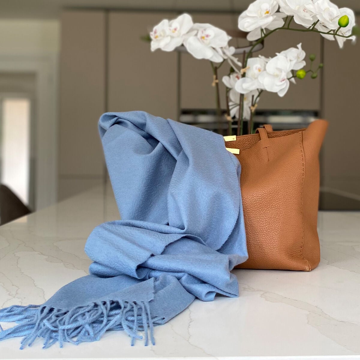 Light Blue Woven Cashmere Stole | The Travelwrap Company
