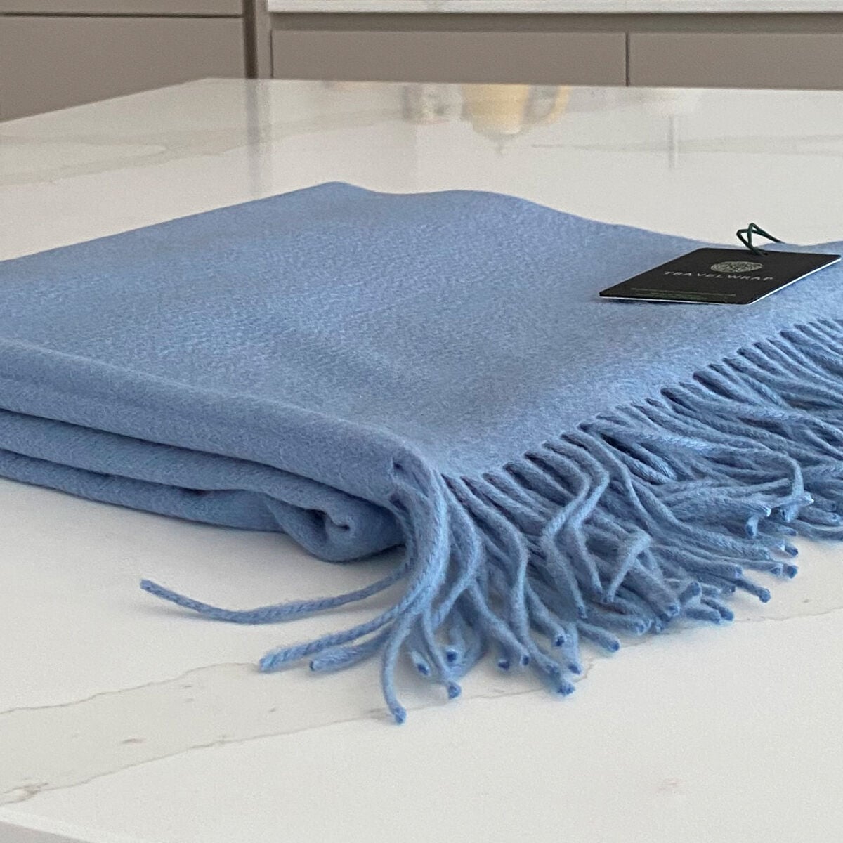 Light Blue Woven Cashmere Stole | The Travelwrap Company