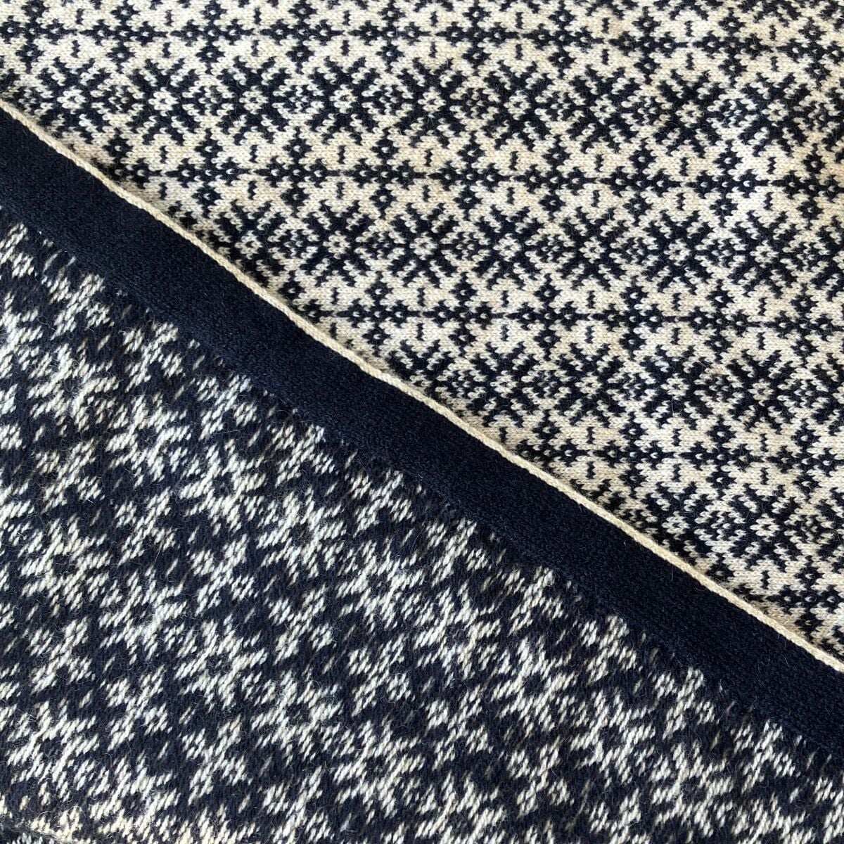 Fairisle Nordic Navy and Natural Cashmere Wrap Shawl from the ...