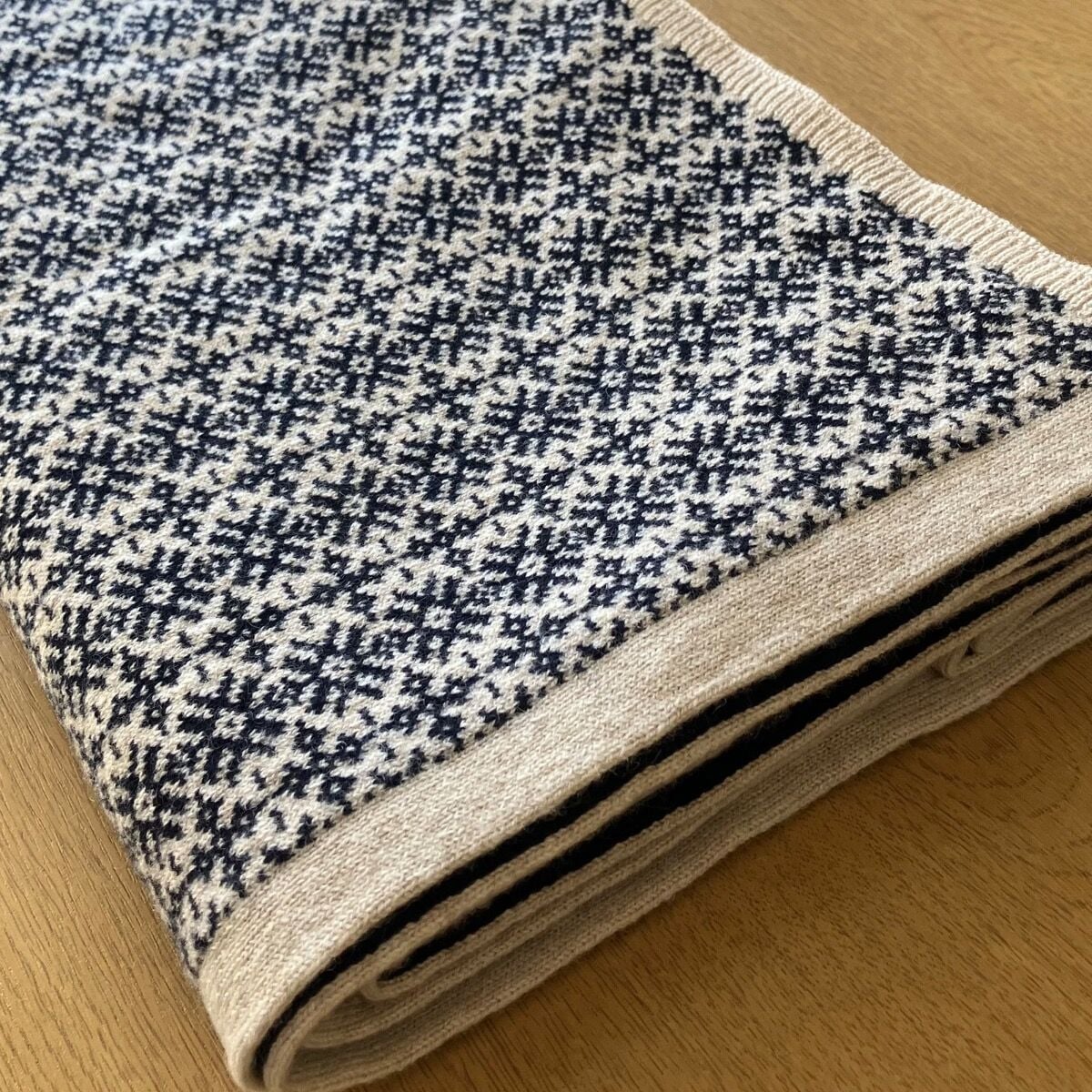 Fairisle Nordic Navy and Natural Cashmere Wrap Shawl from the ...